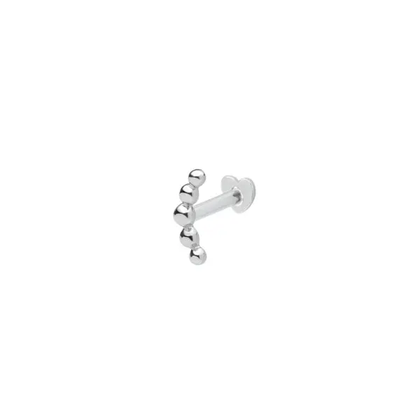 VANCHI 14k Solid White Gold Curved Ball Flat Back Stud