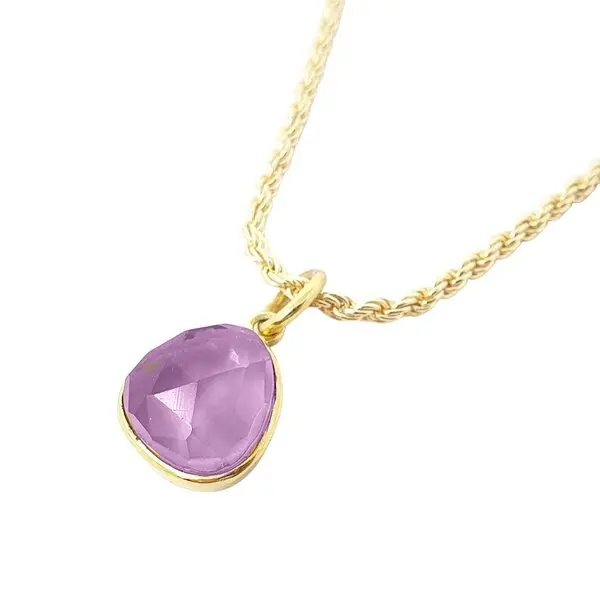 HARFI Purple / Gold / Yellow Statet Gold Vermeil Plated Alexandrite June Birthstone Crystal Rope Necklace - Purple/gold/yellow