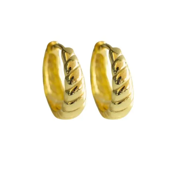 NAZZAR Small Croissant Hoop Huggie Earrings - Gold