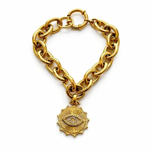JAGGED HALO JEWELRY Tatiana Evil Eye Amulet Bracelet Yellow - Gold