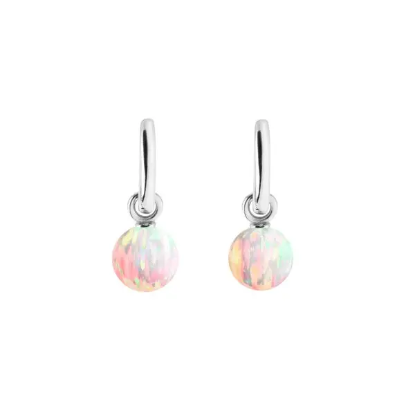 ORA PEARLS Aetia Sun Opal Hoop Earrings Silver - Gray