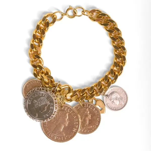 CARAMEL VINTAGE JEWELLERY Penny Coin Charm Bracelet - Gold