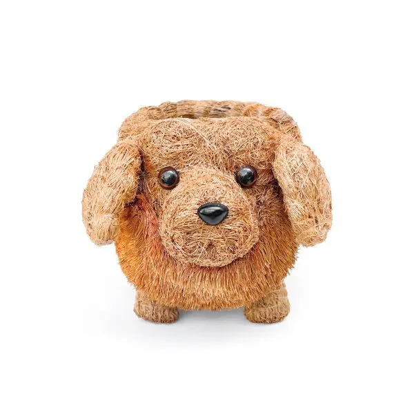 YUMI WEAVES Golden Retriever Plant Pot And Desk Organiser - Brown
