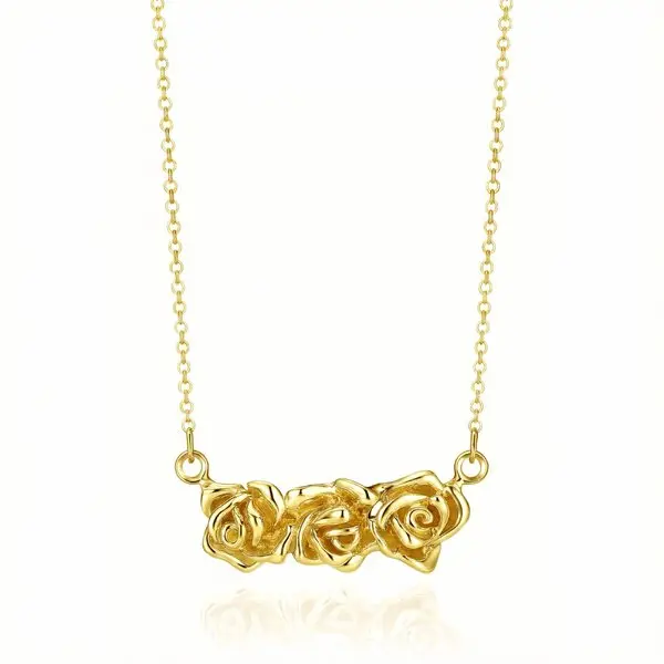 UNALOE Fusion Rose Necklace – Triple Flower Necklace In Vermeil - Gold