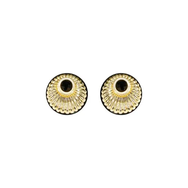 GISSA BICALHO Black / Gold Handmade Acrylic Earring Short Oasis - Black/gold