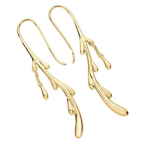 LUCY QUARTERMAINE Drop Shepherds Crook Earrings In Vermeil - Gold