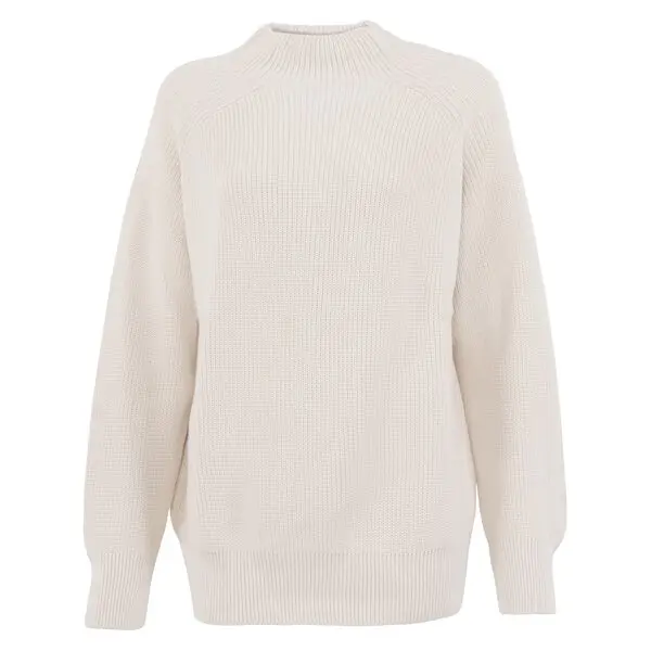 PAUL JAMES KNITWEAR Neutrals Pure Cotton Tamie High Neck Raglan Jumper Ecru - Beige