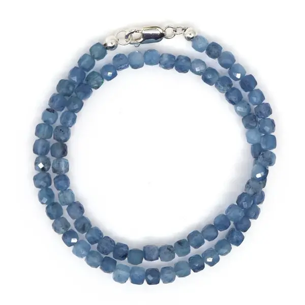 Shar Oke Blue / Silver Santa Maria Aquamarine Wrap Bracelet - Blue/silver