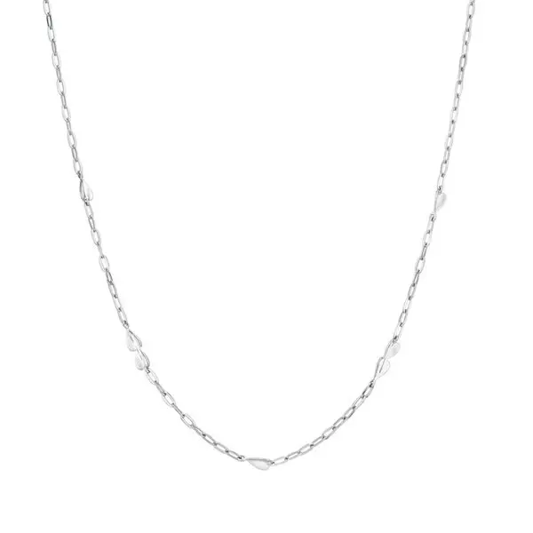 DINNY HALL Silver / White Folded Heart Silver Chain Necklace - Silver/white