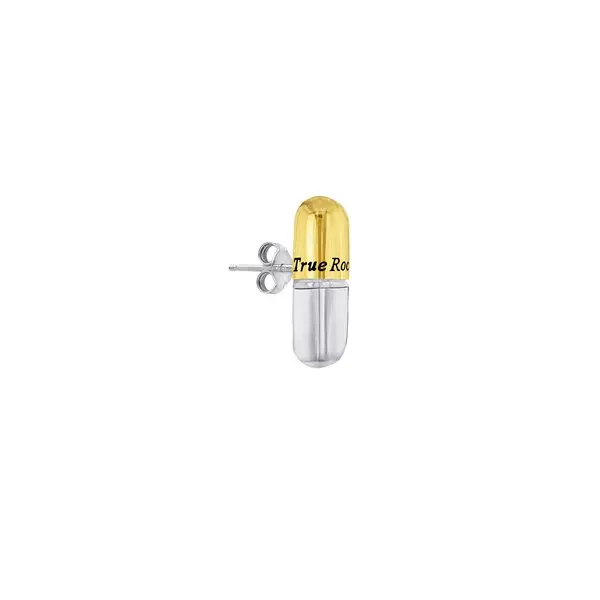 TRUE ROCKS Gold / Silver Pill Stud 2 Tone 18kt Gold Plated & Sterling Silver - Gold/silver