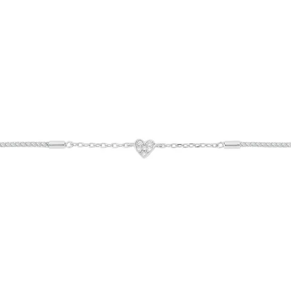 BLOOMTINE | EARTH ANGEL HQ Mini Heart Sterling Premium Silk Cord Bracelet - Silver