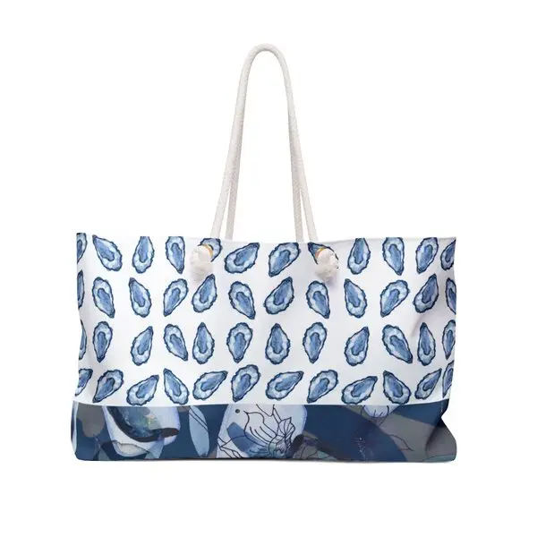 PIPER & FOX Blue / White Oyster Bay Mahjong/weekender Bag - Blue/white