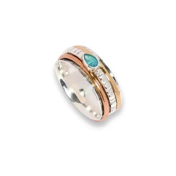 CHARLOTTE'S WEB JEWELLERY Blue / Silver Maharani Spinning Ring Turquoise Topaz - Blue/silver