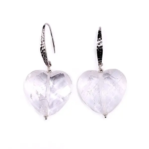 MINERALGEMS ✩ STUDIO Neutrals Clear Quartz Heart Earrings - White