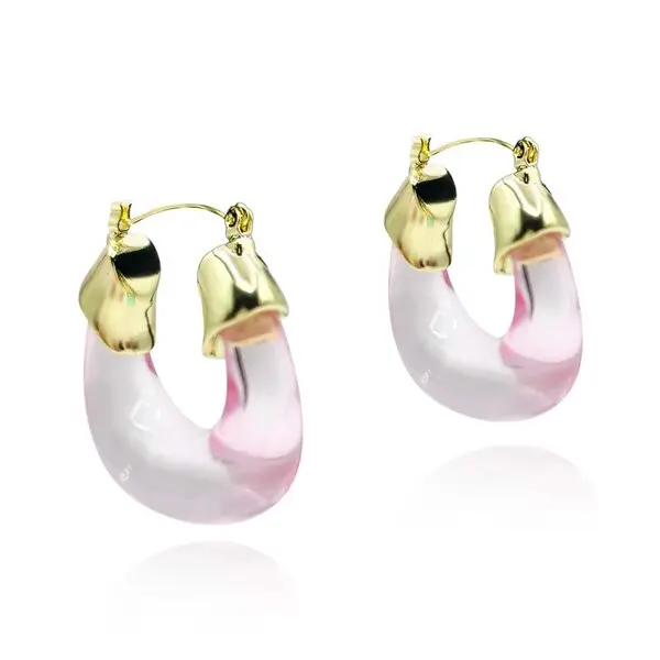 MICHAEL NASH JEWELRY Winslow Transparent Rose Resin And Gold Hoop Earrings - Pink