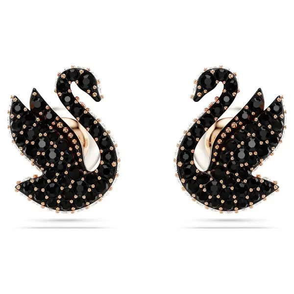 SWAROVSKI Swan Stud Earrings - Black