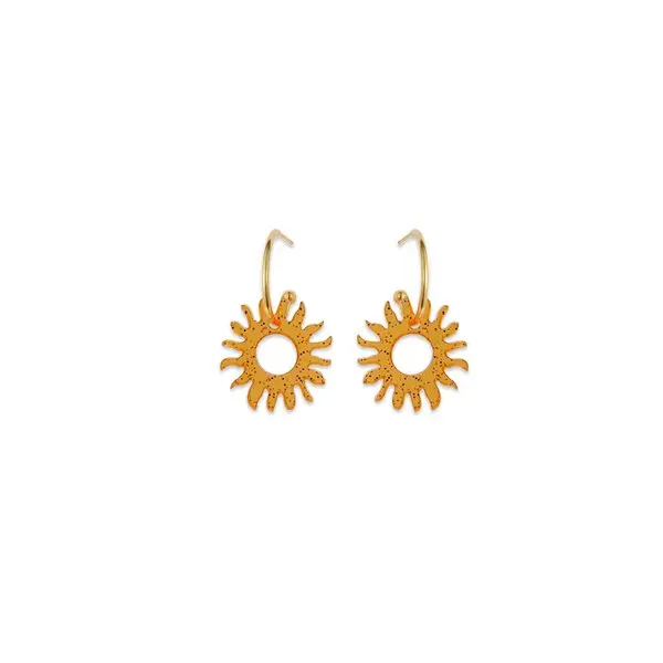TOOLALLY Sun Hoop Earrings Translucent Glitter - Orange