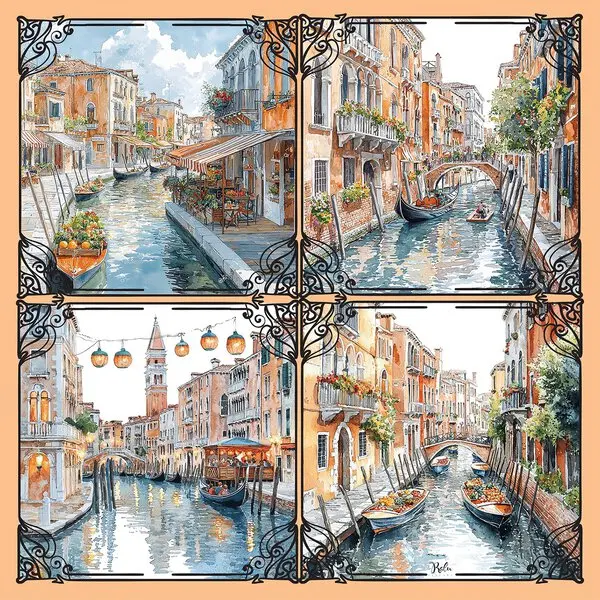 RALUFINEART Venetian Mots Scarf - Orange
