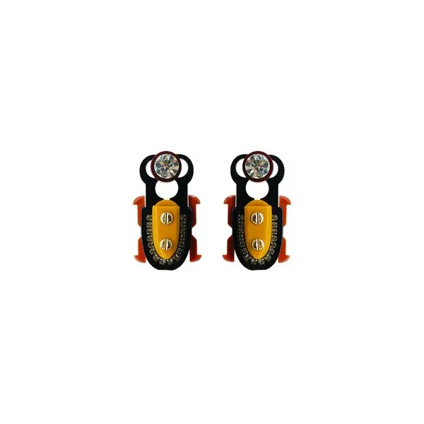 GISSA BICALHO Handmade Acrylic Earring Scarab Topaz - Yellow