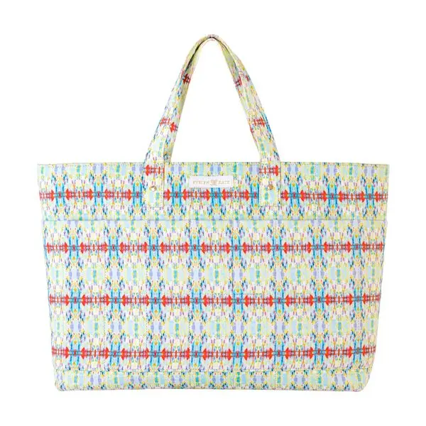EVELYN & KATE Red / Blue Red Bridge Quilted Zipper Tote - Red/blue