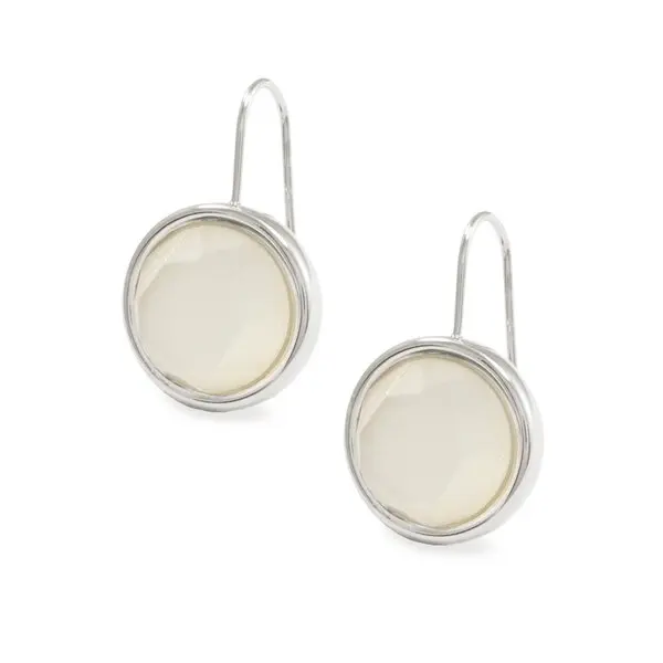 HYE JANE JEWELRY Silver / White Cream Catseye Silver Parsons Earrings - Silver/white