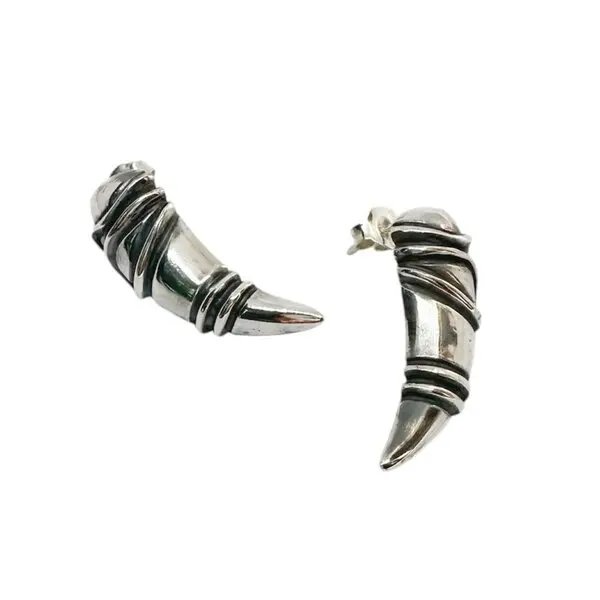 TG-JEWELLERY BY TAMARA GERVASIO Silver / Black Eyebrow Stud Earrings - Silver/black