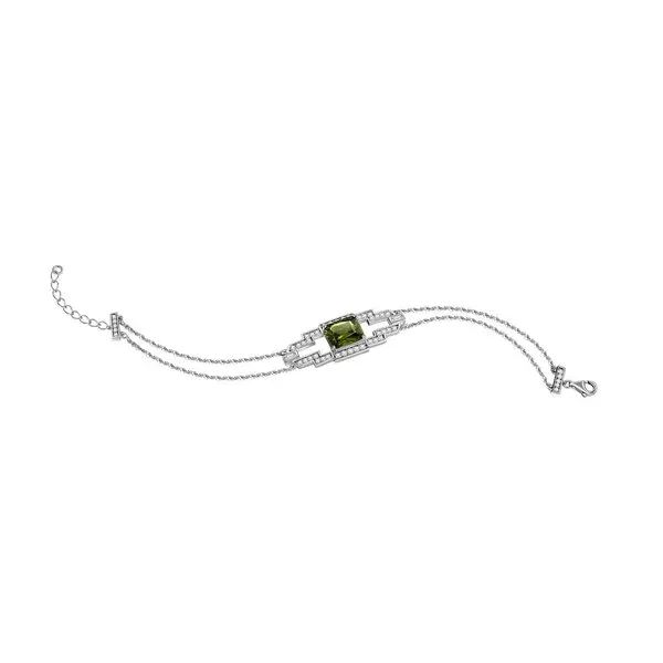 RETRO CHIC Silver / Green Hope Corner Bracelet - Silver/green