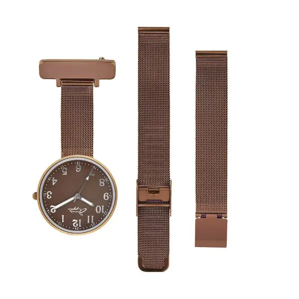BERMUDA WATCH COMPANY Annie Apple Empress Interchangeable Mesh Wrist To Nurse Watch - Brown