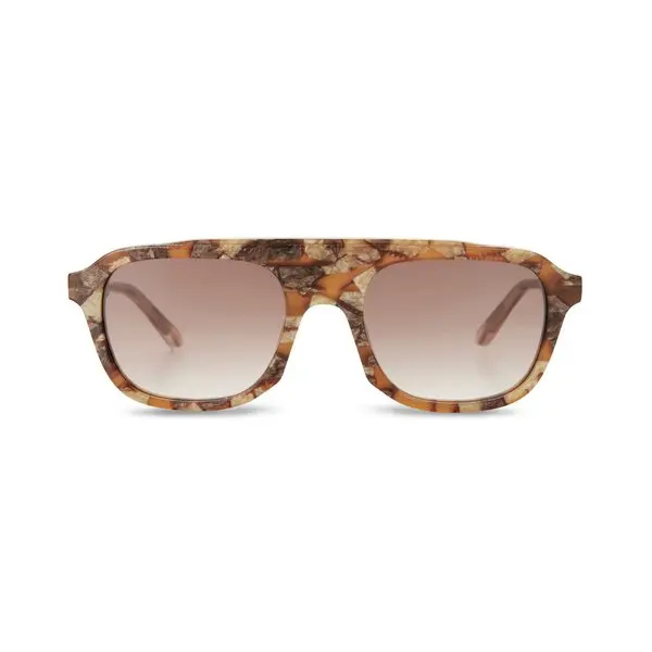 THE AVANTGUARD Zinnia Patchwork Tort Aviator Sunglasses - Brown