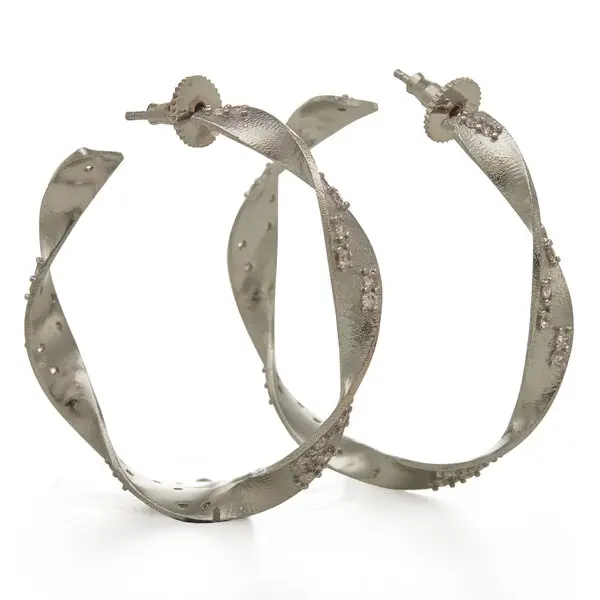 DHWANI BANSAL Kali Hoops With Zirconia - Silver