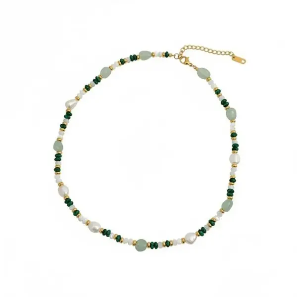 ANGEL BAROCCO Beaded Baroque Pearl Necklace - Green