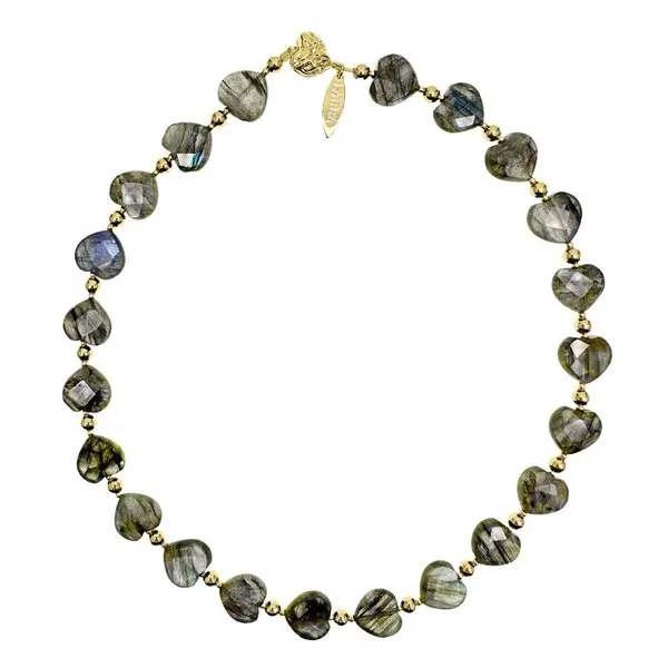 FARRA Heart-shaped Labradorite Choker Necklace - Grey
