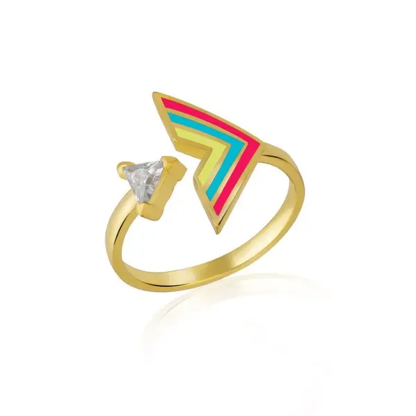 SPERO LONDON Enamel Arrow Ring In Sterling Silver - Gold