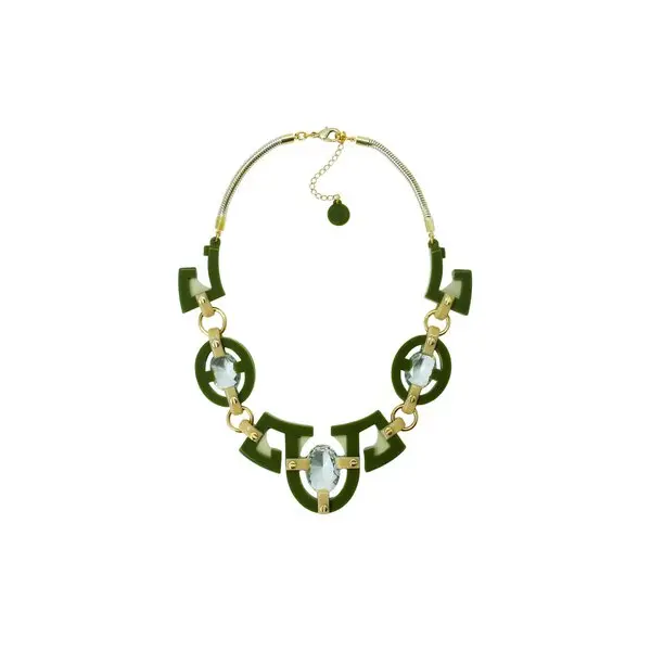 GISSA BICALHO Neutrals Handmade Acrylic Necklace Plastron Oval Cut Stone Clay - Yellow