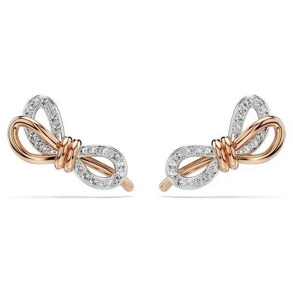 SWAROVSKI Lifelong Stud Earrings With Bow Motif - White