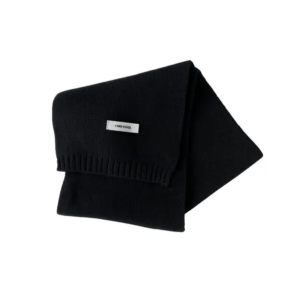 MY LITTLE NATURE Color Wool Scarf Australian Wool Scarf - Black