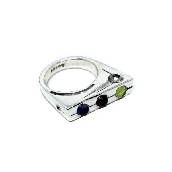 TG-JEWELLERY BY TAMARA GERVASIO Blue / Green / Red Traffic Light Silver Ring With Garnet, Iolite And Peridot - Blue/green/red