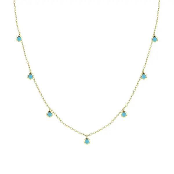 KAMARIA Turquoise Dew Drops Reversible Layering Necklace - Gold