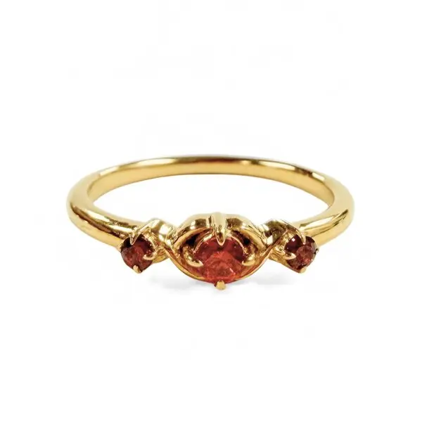 BELINDA JEWELZ Red / Gold Garnet Vintage Triple Birthstone Ring - Red/gold