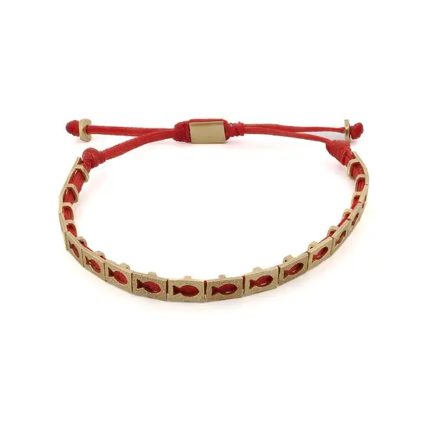 EBRU JEWELRY Gold / Red Lucky Fish Red Woven String Bracelet Red - Gold/red