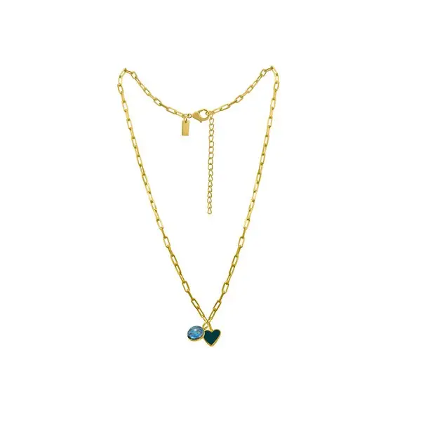LUNAYA JEWELRY Heart Charm Necklace With Labradorite - Green/blue
