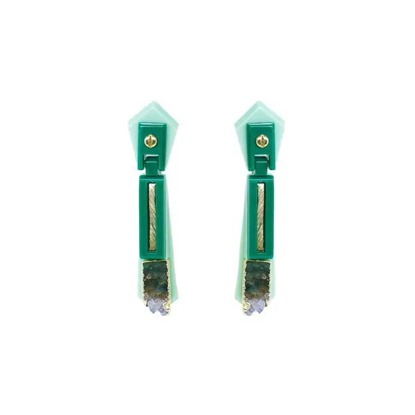 GISSA BICALHO Handmade Acrylic Earring Long Lajita Akiko - Green