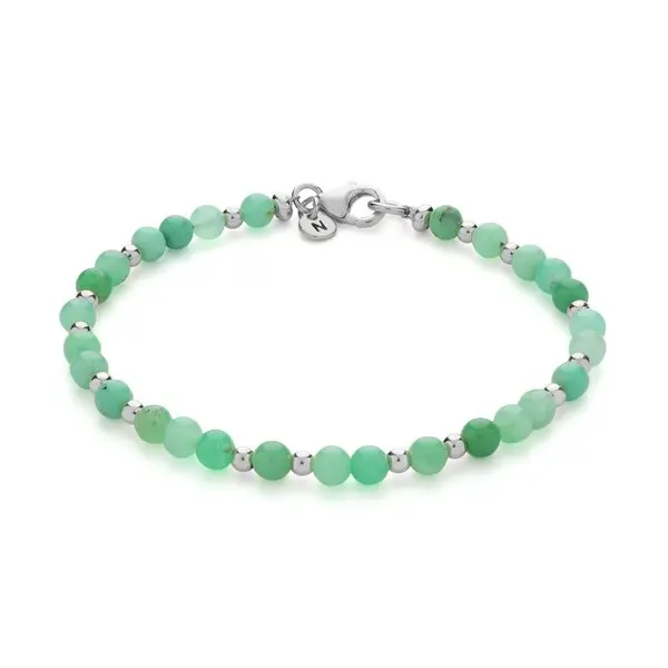 NELLOU JEWELLERY Jewel Bead May Birthstone Bracelet Sterling Silver Chrysoprase - Green