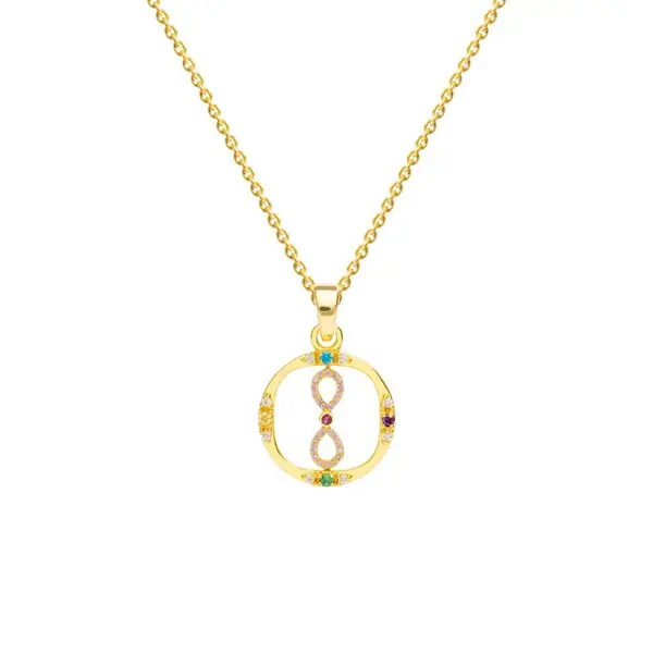 LAVANI JEWELS Multicolored The Wolrd Necklace - Gold