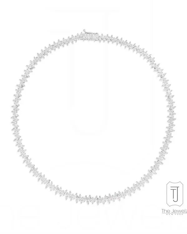 THE JEWELZ Silver / Neutrals / White Luna Marquise Tennis Glowing Necklace - Silver/white