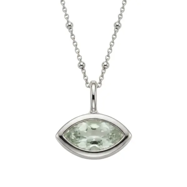 DAINTY LONDON Siren’s Teardrop Green Quartz Necklace - Silver