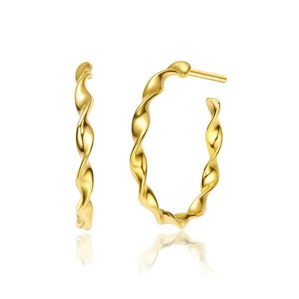 GENEVIVE Rachel Glauber Plated Curved Open Hoop Earrings - Gold