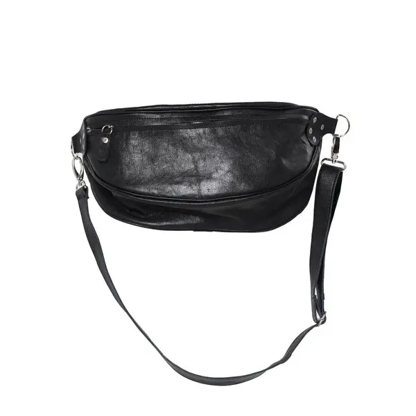 METAMORPHOZA Real Leather Sling Bag - Black