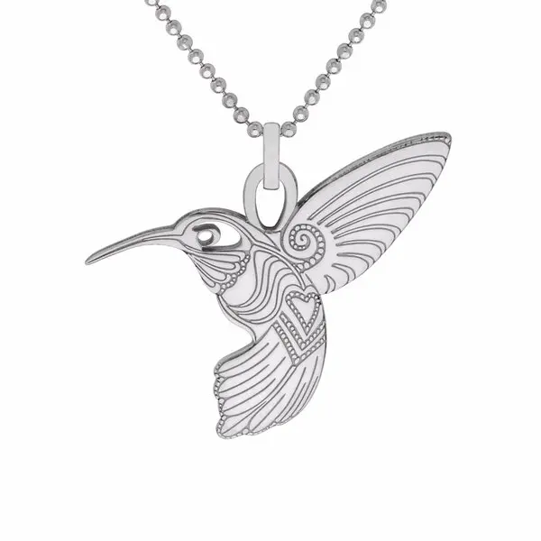 CARTERGORE Medium Humming Bird Pendant Necklace - Silver