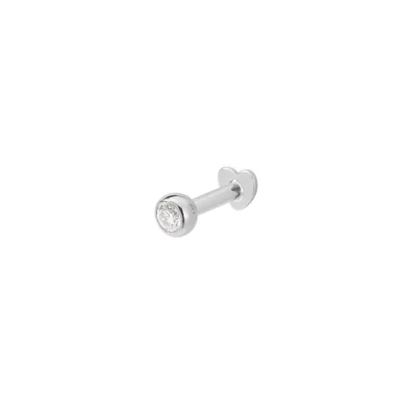 VANCHI 14k Solid White Gold Bezel Set Lab-grown Diamond Flat Back Stud - Silver